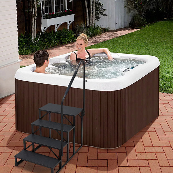 EROMMY 25.8"D Rv Steps With Handrail, Metal Mobile Home Stairs With Armrest Cover, Portable For ...